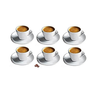 CUISINOX Stainless Steel 6-Cup Moka Pot Espresso Coffee Maker and 6 Roma Espresso Cups, 7-Piece Set