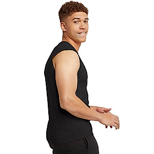 Hanes Originals Cotton T-Shirt, Muscle Tank for Men, Lightweight Sleeveless Tee, Black