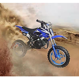 49cc Mini Dirt Bike Pit for Kids 2-Stroke, Off Road Gas Motorcycle for Kids 8-14, Blue