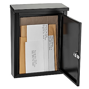 ARCHITECTURAL MAILBOXES 2580B-10 Chelsea Black Locking Wall Mount Mailbox, Medium, Black