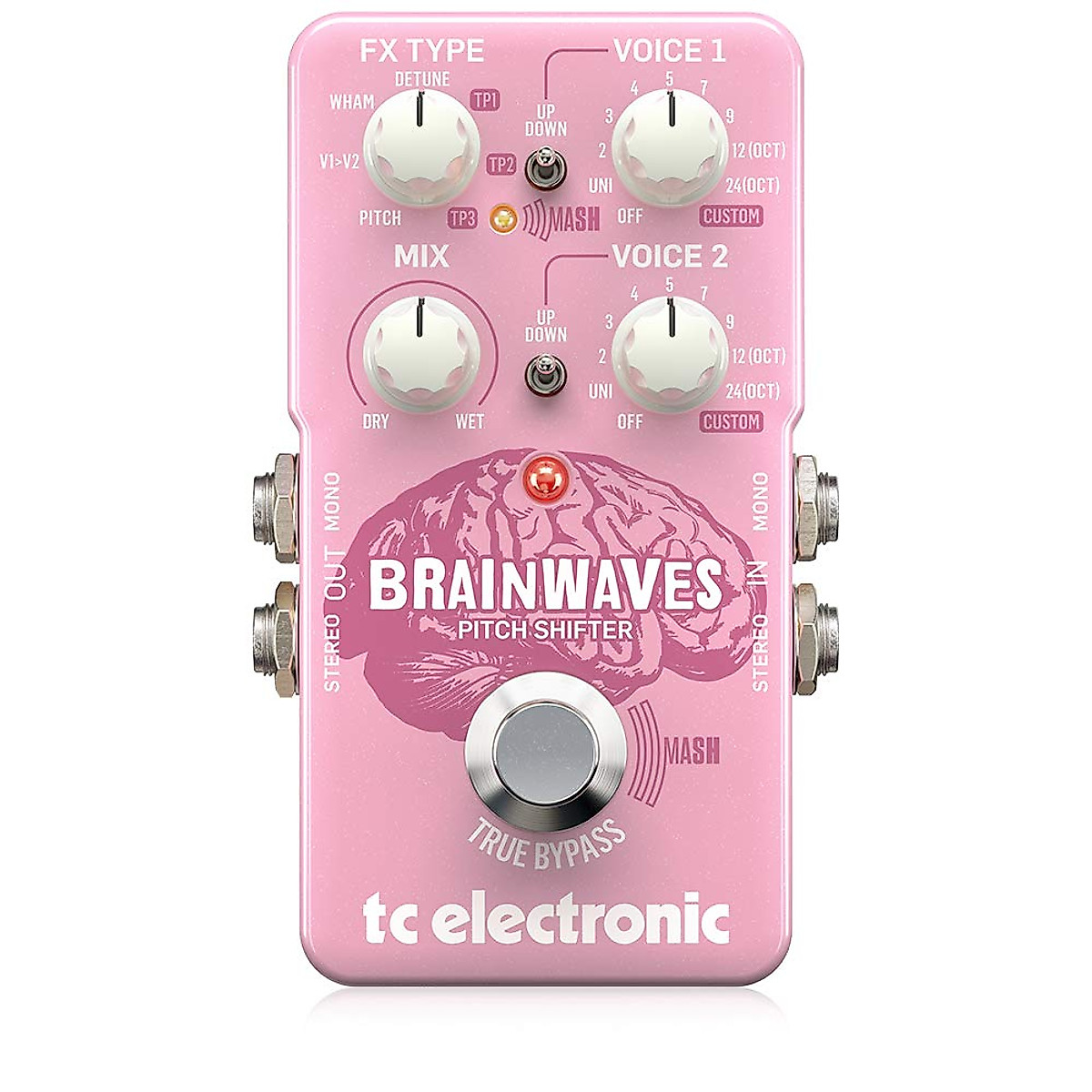 TC Electronic BRAINWAVES PITCH SHIFTER Exceptional Pitch Shifter with Studio-Grade Algorithms, 4 Octave Dual Voices and Groundbreaking MASH Footswitch
