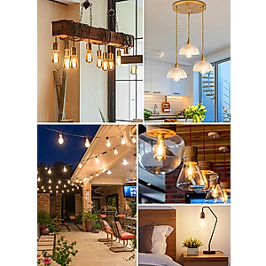 Brightown Vintage LED Edison Bulbs, 6W, Equivalent 60W, High Bright 2700K Warm White,750 Lumens, Non-Dimmable, E26 Medium Base ST58 Antique Filament Bulbs with 83+ CRI for Ceiling Fan Bathroom Porch