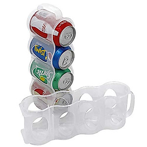ChasBete Portable Soda Can Organizer for Refrigerator Shelf, Beer Can Holder, Fridge Storage Sliding Rack, Clear Plastic 2 Pack