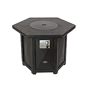 National Outdoor Living Propane Fire Pit Table, Hexagonal Shape, Concrete Finish, 35 Inches