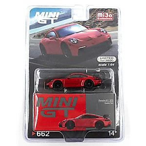 True Scale Miniatures Model Car Compatible with Porsche 911 (992) GT3 Guards Red 1/64 Diecast Model Car MGT00662