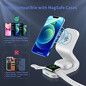 SVJEFY Wireless Charger, 3 in 1 Fast Wireless Charging Station, Suitable for iWatch2/3/4/5/6/SE, Earphones and Magnetic iPhone, Foldable Travel Wireless Charger