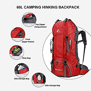 60L Hiking Backpack, Waterproof Camping Backpacking Backpack for Men Outdoor Traveling Climbing Daypack with Rain Cover (Army Green)