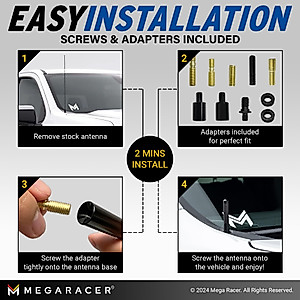 Universal Car Antenna Replacement | Truck Antenna | 3 Inch Carbon Fiber | Antena para Carro | Short Antenna for Truck | Billet Antenna for Car | Car Audio & Video Antennas | Auto Accessories | Black