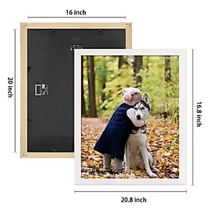 WEARTER 16x20 Poster Frames 2 Pack White 20 x 16 Picture Frame Solid Wood Frames 16 by 20 Photo Frames for Wall Mounted Frames Hanging Vertical and Horizontal