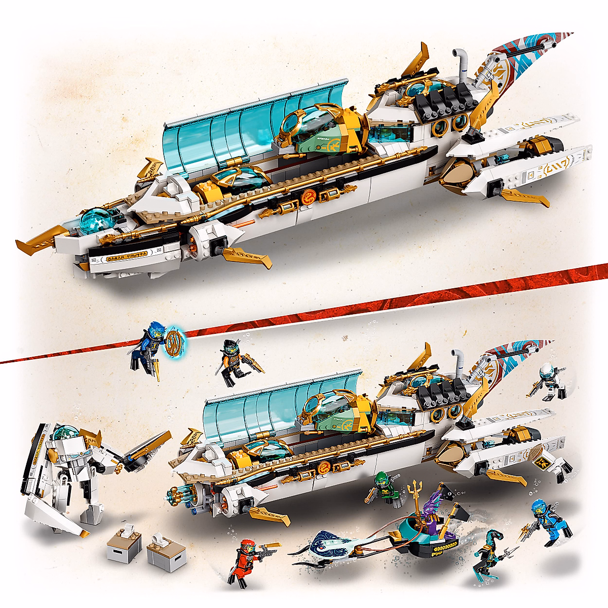 LEGO 71756 NINJAGO Hydro Bounty Building Set, Submarine Toy with Kai and NYA Minifigures, Ninja Toys, Gifts, Presents for Kids, Boys, Girls Age 9 Plus Years Old