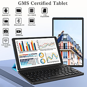 SEBBE Tablet 10 Inch Android 13 Tablet PC 12GB RAM + 128GB ROM TF 1TB Octa-Core 2.0 GHz, Bluetooth 5.0 | 5G WiFi | 6000mAh | 1280 * 800 | 5MP+8MP, Tablet with Keyboard and Mouse Blue