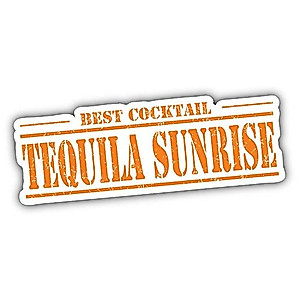 DG Graphics Tequila Sunrise Cocktail Stamp Art Decor 6'' x 3'' Magnet Vinyl Magnetic Sheet for Lockers, Cars, Signs, Refrigerator