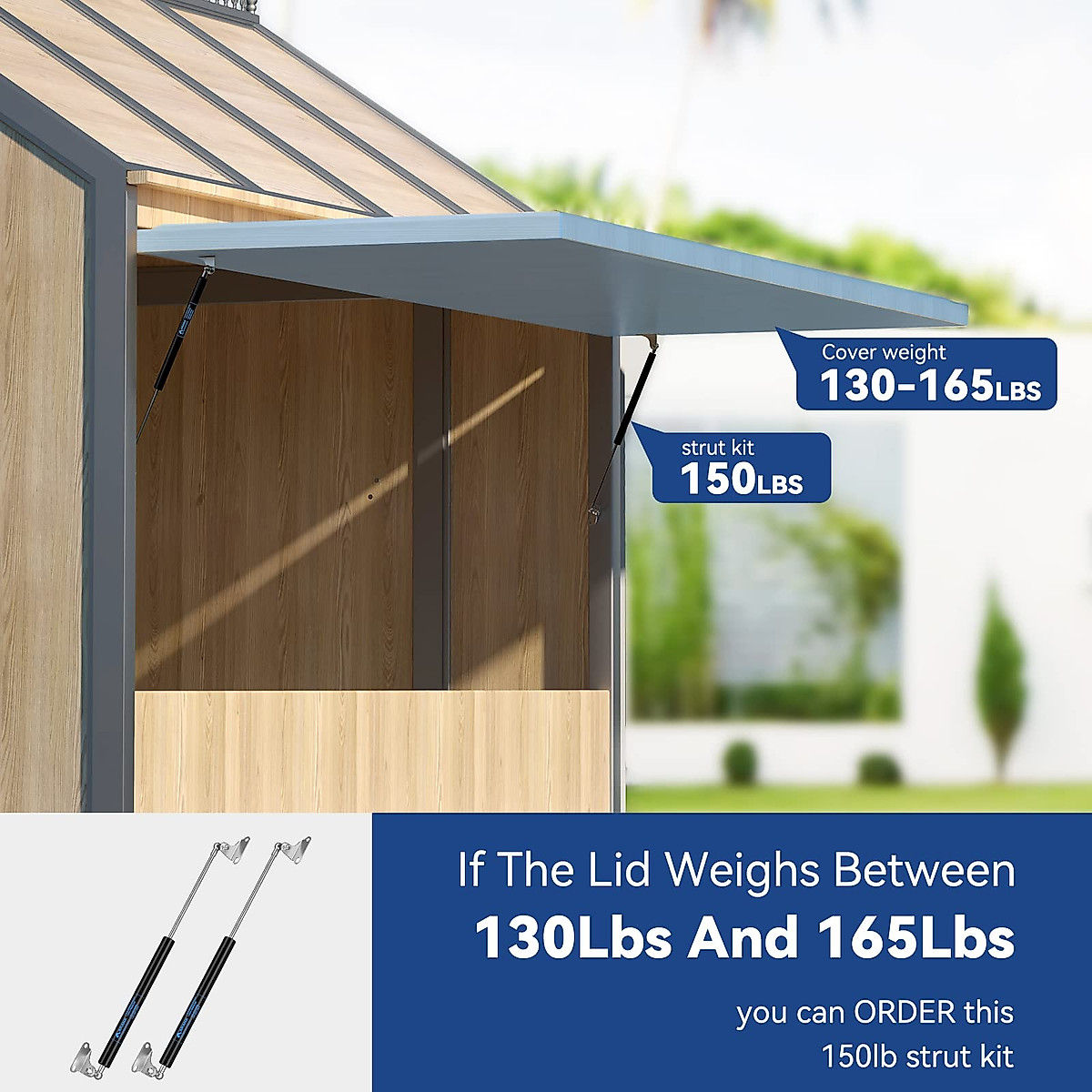 ARANA Gas Struts for Heavy Lid 20 inch, 150 lbs Heavy Duty Shock with Brackets, Hydraulic Lift Support Springs for Trap Door Muphy Bed Trailer Lid(Fits 120-165 lbs Lid), 2 Pcs