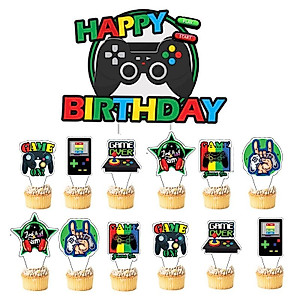 35pcs Blue Video Game Birthday Party Decorations For Boys,video Game Party Supplies Birthday Banner Balloons Cake Toppers For Kids Men Gamers Handheld Gamepad Theme Birthday Party Decoration