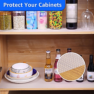 PABUSIOR Shelf Liners for Kitchen Cabinets - Waterproof Cabinet Liner Non-Adhesive, Clear Drawer Liner, Easy to Cut Refrigerator Liners for Shelves, Cupboard, Under Sink (17.7x96 inch)