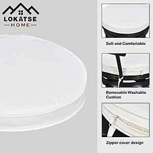 LOKATSE HOME 2 PCS Outdoor Swivel Barstools, Patio Bar Chairs with Wicker Back and Cushions for Backyard Deck Lawn Garden