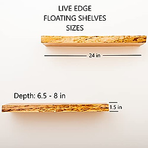 VINTAYARD Rustic Wood Floating Shelves, Live Edge Wooden Shelf for Farmhouse Wall Decor, Set of 2 Shelves Made from American Wood, Hand Finished and Sealed (Cedar, 24 inches Long)