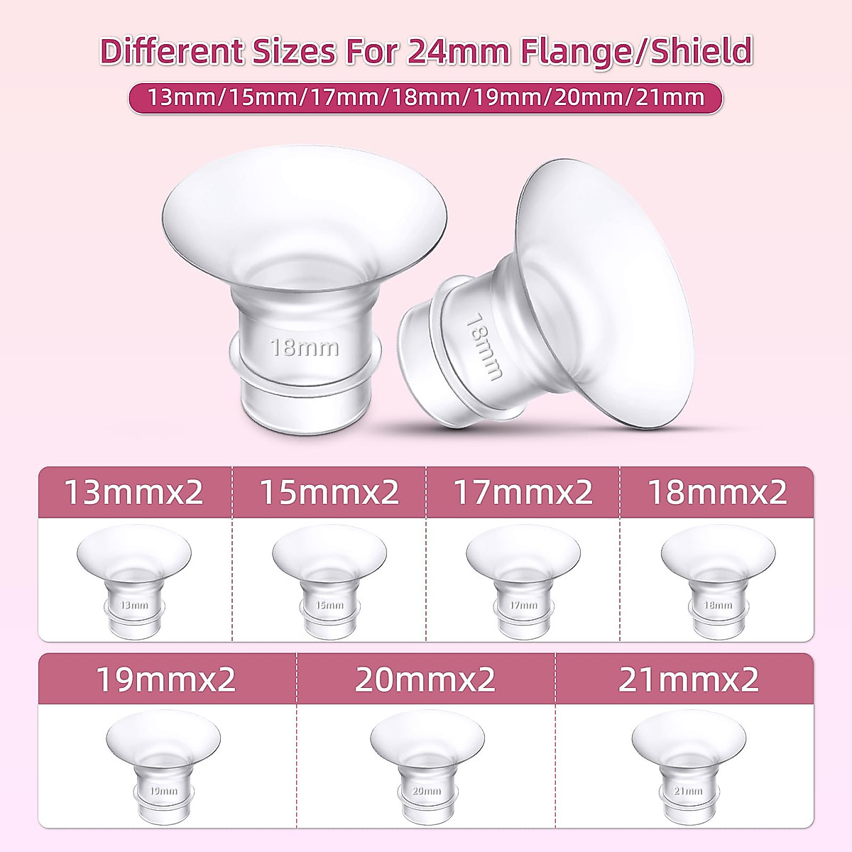 Flange Inserts 15mm for Medela,Spectra 24mm Shields/Flanges,Compatible with Momcozy S12 Pro/S9 Pro/S9/S12 Wearable Breast Pump,Reduce 24mm Nipple Tunnel Down to 15mm,4PCS