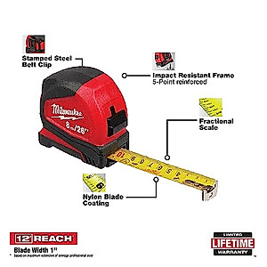Milwaukee 48-22-6626 8M/26FT COMPACT TAPE MEASURE