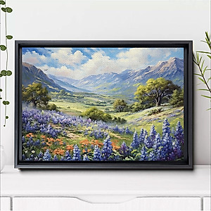 Enchanting Texas, Native Texas Hill Country Bluebonnet Landscape - Fine Art Print Mounted in a White Mat Board