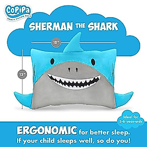 CoPiPa Toddler Pillow & Pillowcase Soft Plush Hypoallergenic 13 x 18 Inches Kids Decorative Shark Washable Bed Pillow for Sleeping, for Girls & Boys, Almohada para Niños Pequeños