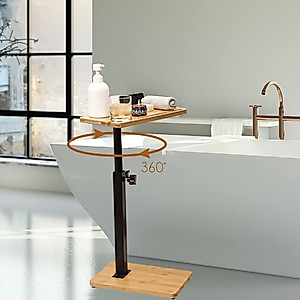 Ella & Emma Bamboo Bathtub Tray Table with Adjustable Height - Bath Tray for Bathtub, Bathtub Tray, Small Table, Bed Table, Sofa Table, Bamboo Bathroom Accessories, Bath Tray, Bamboo Tray, Bed Tray