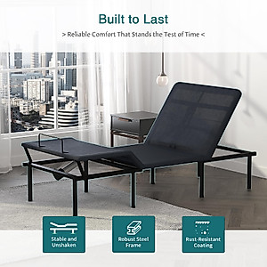 Twin XL Adjustable Bed Frame with Head and Foot Incline, Electric Adjustable Bed Base with New Generation Motor, Adjustable Bed for Seniors with Wireless Remote Control, 400 Lbs Capacity