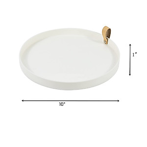 Vanity Glass Perfume Coffee Table Home White Small Decorative Serving with Handles Ottoman Round Black Candle Tray for Living Kitchen Counter Bar Room Plastic Circle Wine Bottle Lacquer Trays（Black）