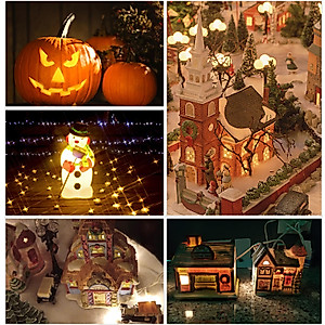 Erxiugs Chainable Accessory Cord with Three (3) c7/e12 Candelabra LED Light Bulbs, 8ft Blow Mold Light Cord with Male and Female Plugs for Village Accessories Houses Ceramics Tree Art and Craft.