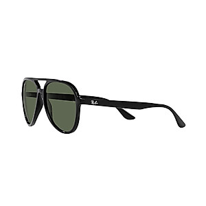 Ray-Ban RB4376 Aviator Sunglasses, Black/Dark Green, 57 mm