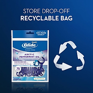 Oral-B Glide Arctic Peppermint Oil Dental Floss Picks, Mint, 75 Count