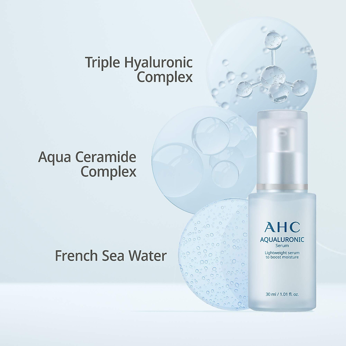 Aesthetic Hydration Cosmetics AHC Face Serum Aqualuronic Hydrating Aqualuronic Korean Skincare 1.01 oz