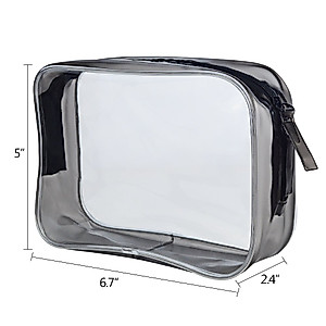 Wobe 5 Packs Clear Cosmetics Bag TSA Approved, PVC Zippered Toiletry Carry Pouch Portable Makeup Bag for Vacation Travel, Bathroom and Organizing Waterproof Makeup Bag Vinyl Plastic Organizer Case