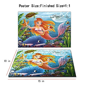 Aoumi 100 Piece Puzzles for Kids Ages 4-8 Mermaid Jigsaw Puzzle for Toddlers 3-5 Years Old Boys Girls Preschool Educational Fun Game Learning Puzzle Toys for Children Idea Kids Birthday Gifts