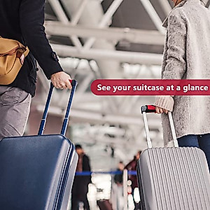 5 Pcs Neoprene Large Luggage Handle Wrap Handle Grip Luggage Tags Identifier Hollow Design for Push-Button, Bright Luggage Markers for Airport Travel Luggage Suitcase Trolley Case(Red, 5.5x7Inch)