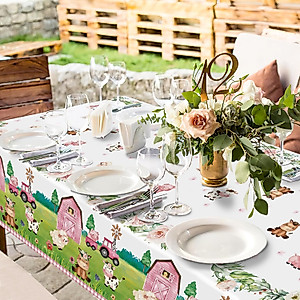 Oigco 3Pcs Farm Animal Birthday Party Tablecloth Disposable Farm House Barnyard Theme Party Supplies Covers for Girls' Birthday Decorations, 54 x 108 Inches