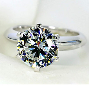 AINUOSHI 1/2/3/4 Carat Moissanite Engagement Rings for Women, 925 Sterling Silver Solitaire Round Cut (10mm) Diamond Wedding Band D-E Color Grade Gift for Wedding Anniversary