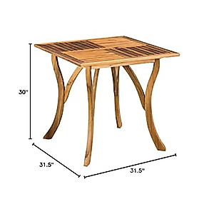 Christopher Knight Home Hermosa Acacia Wood Square Table, Teak Finish