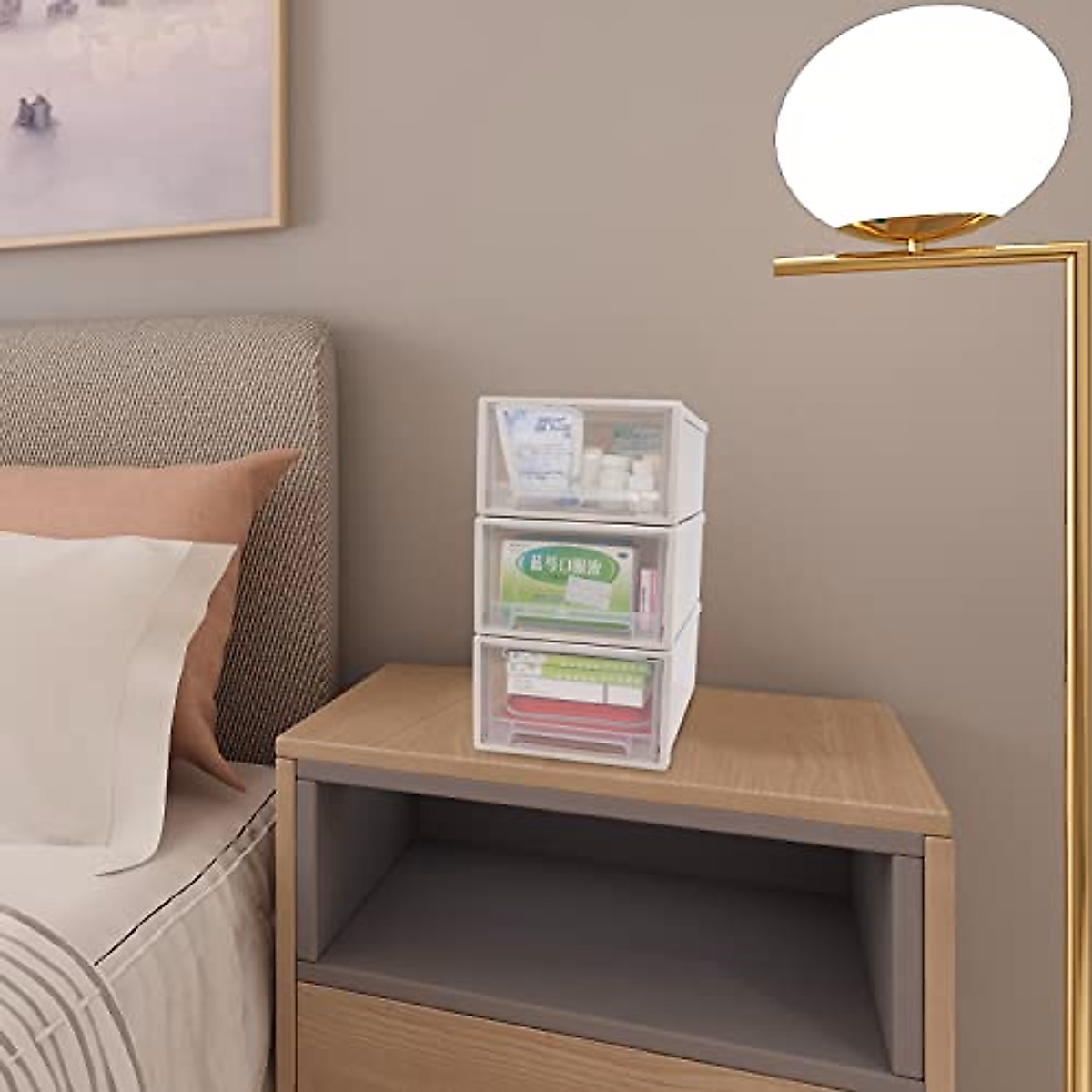 Neadas 6 Quart Plastic Stacking Storage Drawer Unit, 3 Packs