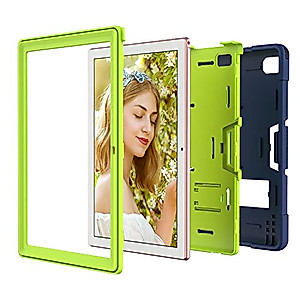 Kebiory Shockproof Rugged Hybrid with Screen Protector Cover for Dragon Touch 102/Blackview Tab 7/7 Pro/OSCAL Pad 10 Tablet/TECLAST P30S/M40 Plus/M40S/M40 PRO/P20S/P20HD/P40HD (Navy/Green,1 Pack)