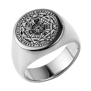 HZMAN Seals of The Seven Archangels Rings Choker Statement Silver Gold Stainless Steel