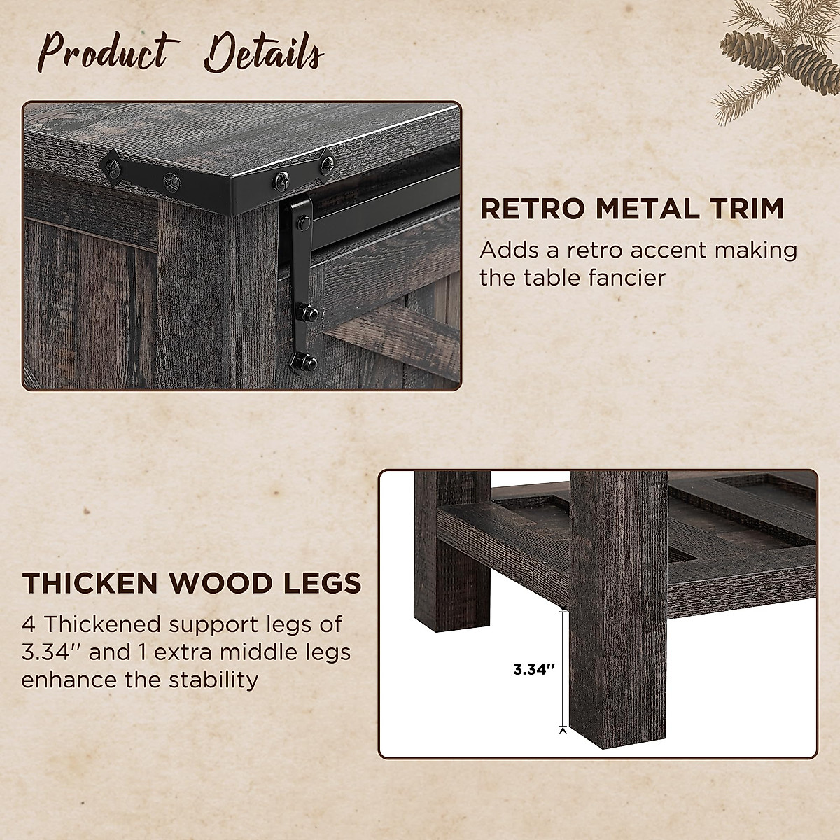 OKD Entryway Table with Sliding Barn Doors, 46" Farmhouse Console Table with Storage Shelf, Rustic Sofa Table Behind Couch, Entry Table for Hallway, Entry Way, Living Room, Foyer, Dark Rustic Oak