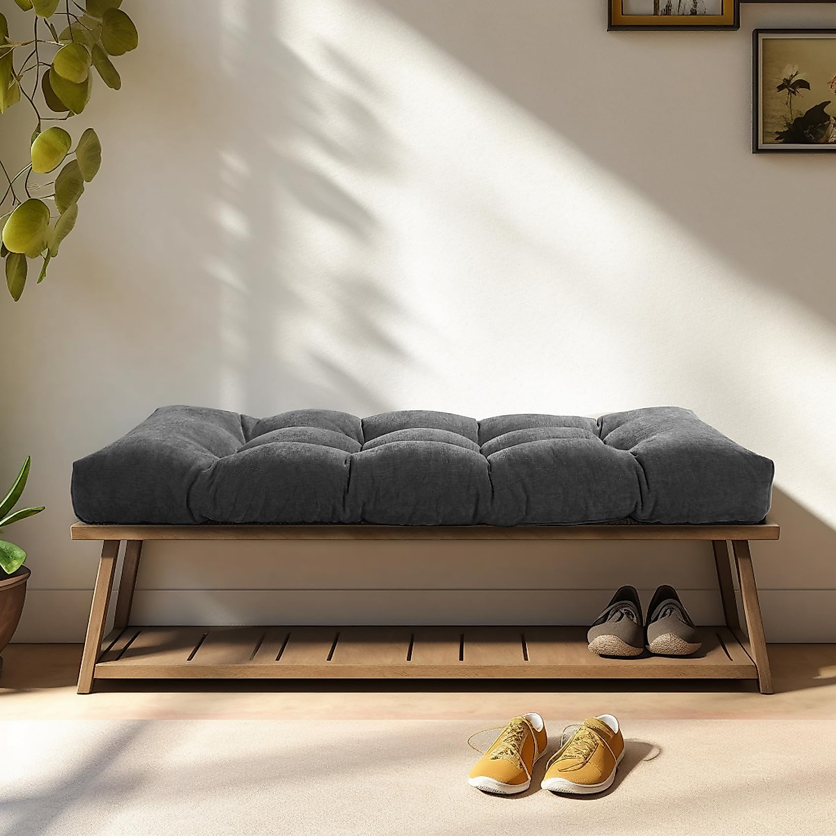 Focuprodu Bench Cushion 36 inch, Bench Cushions for Indoor Furniture, Durable Stain Resistant Outdoor/Indoor Bench Seat Cushion(36x14x4 inch, Dark Gray)