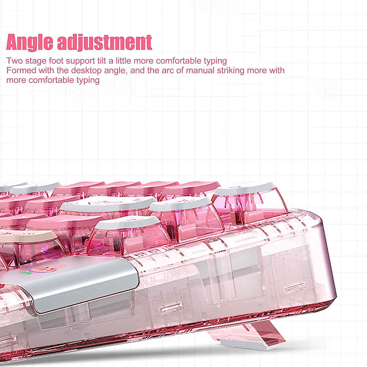 ASHATA Pink Mechanical Keyboard, Bluetooth Cute Keyboard, 2.4G Wireless Type C Wired Gaming Keyboard with RGB Backlight for iOS for Windows