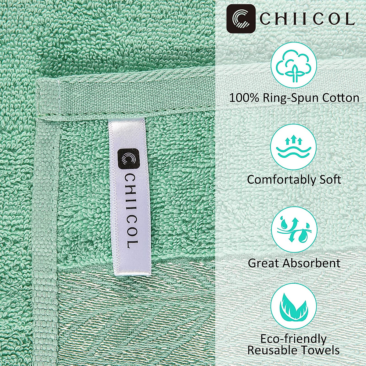 Chiicol Wash Clothes for Bathroom - Absorbent Face Wash Cloths Bulk for Men or Women, 100% Soft Cotton Bath Towels Set, Absorbent Hotel Spa Face Washcloth Towels, Bath Wash Rags.