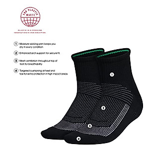 adidas Ub21 Superlite Running Quarter Socks (2-Pair), Black/Grey/White, Large