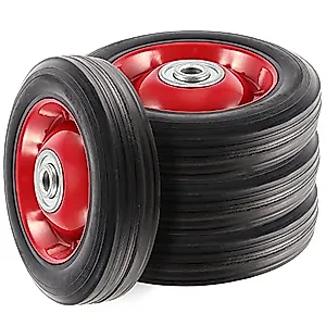FUNSUEI 4 Pack Solid Rubber Flat Free Tire, 6 Inch x 1.2 Inch Hand Truck Wheel, Solid Rubber Wheel with Ball Bearing and 5/8 Inch Axle Diameter, 350 lbs Capacity