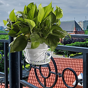 Firlar 2 PCS Hanging Railing Planter, Flower Pot Basket Plant Holder, Iron Art Hanging Baskets Flower Pot Holder, for Patio Balcony Porch Fence Outside and Indoor (8.6 x 4.7 inch)