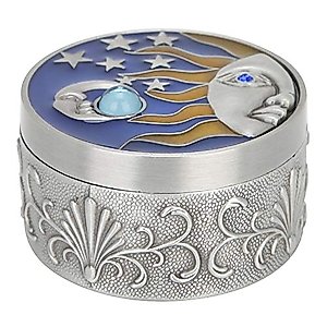 GLOGLOW Jewelry Storage Box, Small Jewelry Organizer Creative Retro Trinket Storage Box Vintage Case Craft Gift Ornament for Ring Necklace Earring(Tin Color)