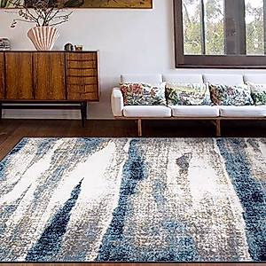 Rugshop Modern Abstract Waves Area Rug 7'10" x 10' Blue